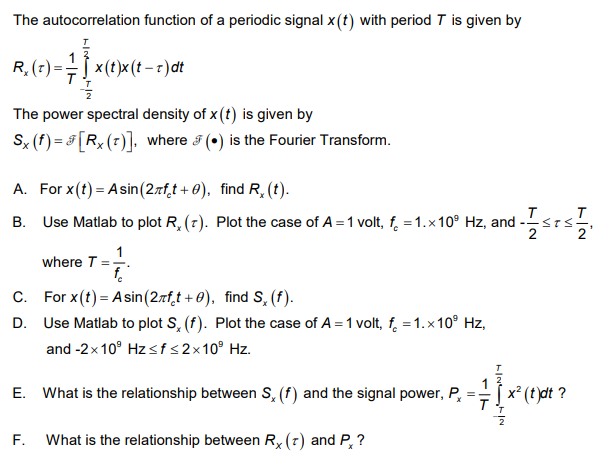 Solved The autocorrelation function of a periodic signal x | Chegg.com