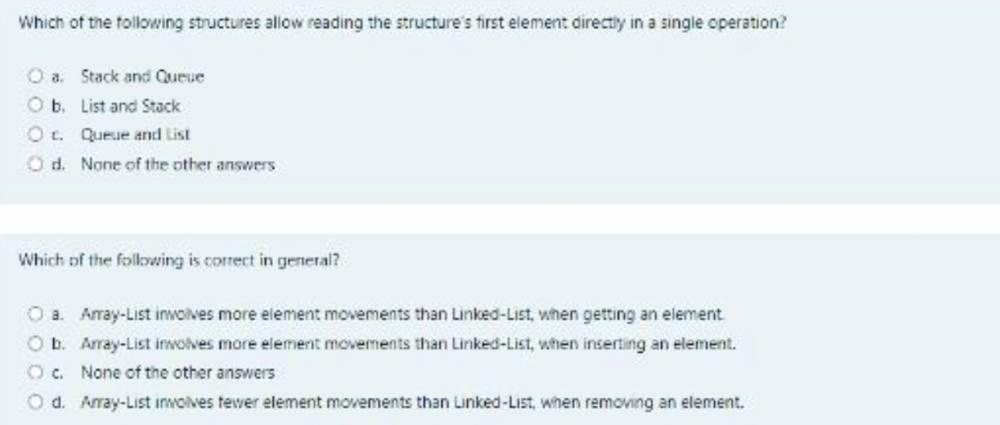 Solved Which of the following stuctures allow reading the | Chegg.com