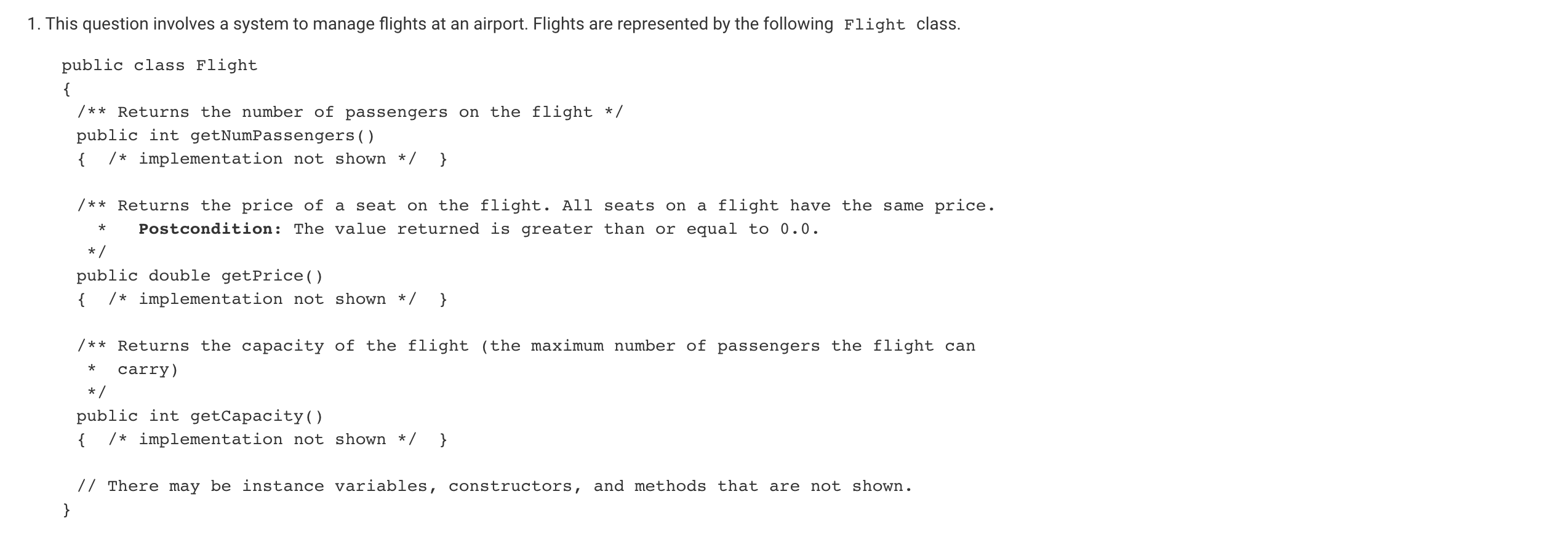 Solved 1. This question involves a system to manage flights | Chegg.com