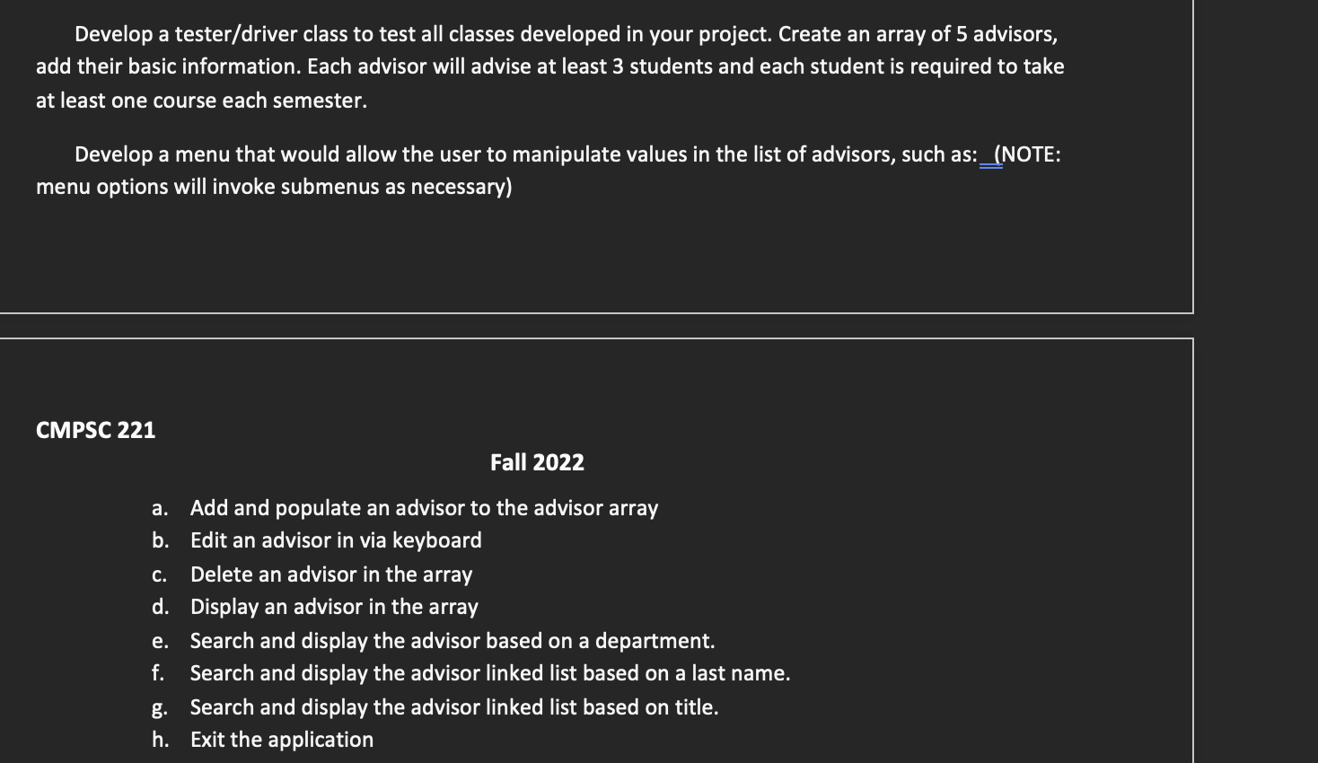 Solved 1 Construct A Class Called Advisor Which Meets 9708