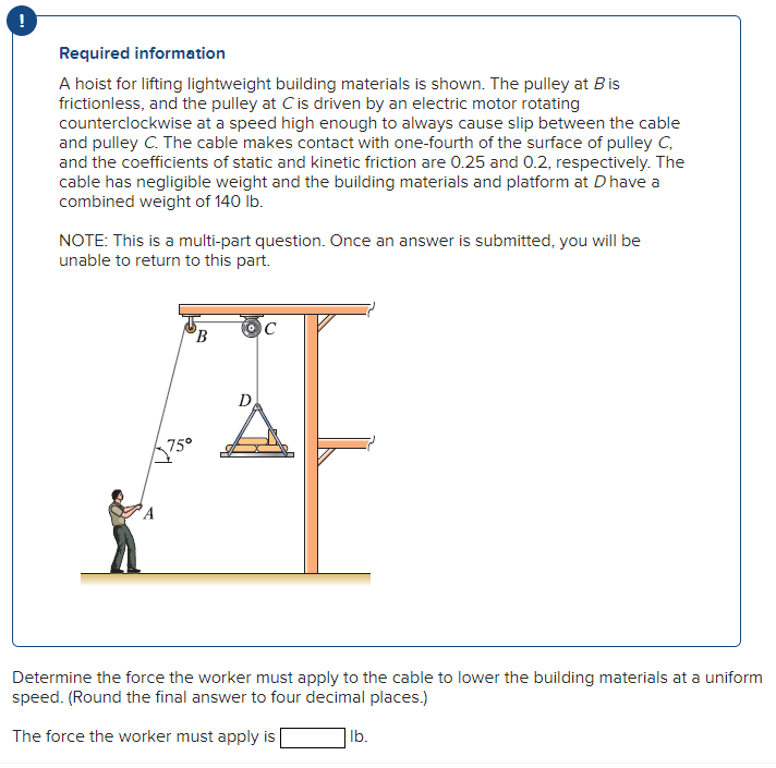 Solved Required information A hoist for lifting lightweight | Chegg.com