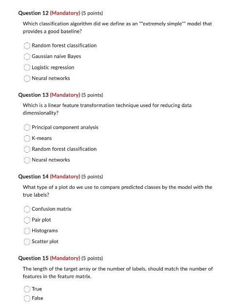 Solved Which classification algorithm did we define as an | Chegg.com