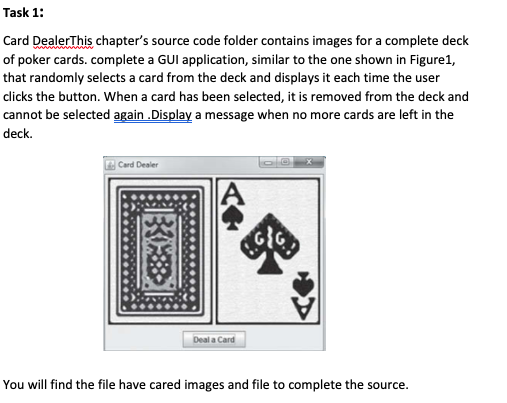 Task 1: Card DealerThis chapter's source code folder | Chegg.com