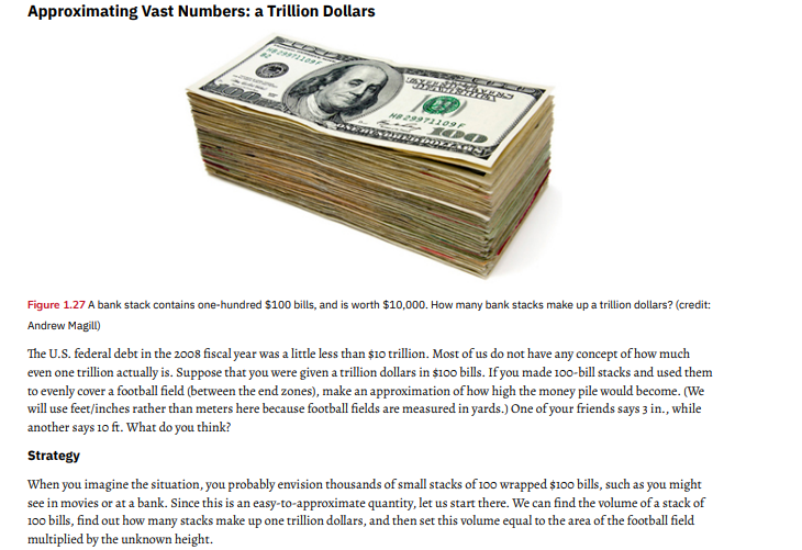 Solved Approximating Vast Numbers: a Trillion Dollars Figure | Chegg.com