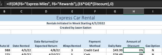 Solved In cell H6, enter a formula to determine any discount | Chegg.com