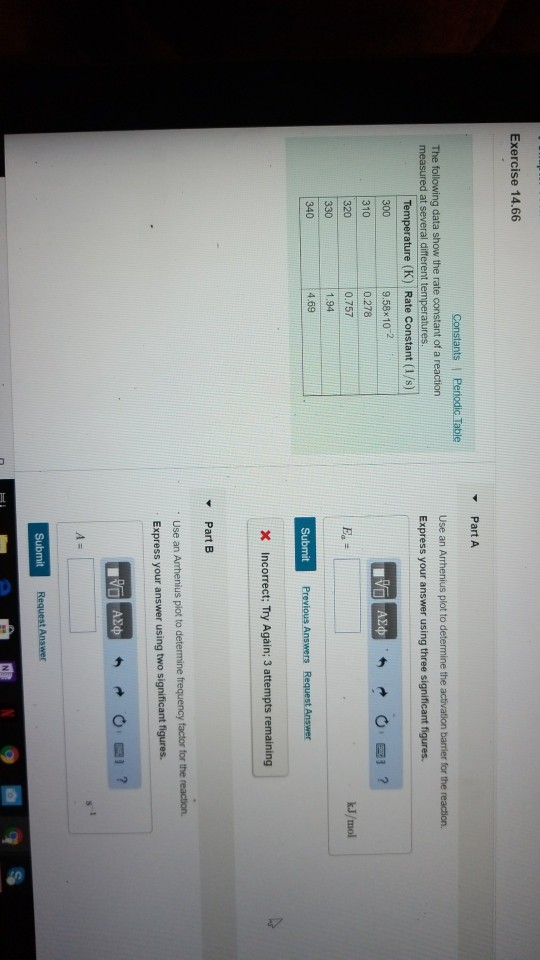 Solved Exercise 14.66 Part A Constants Periodic. Table Use | Chegg.com