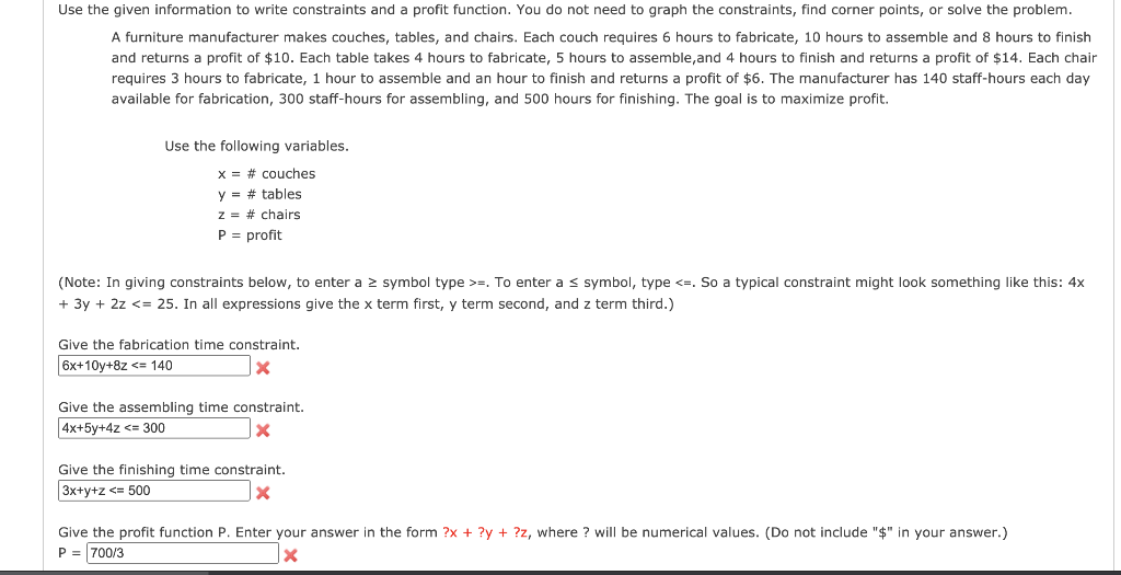 Solved Use the given information to write constraints and a | Chegg.com