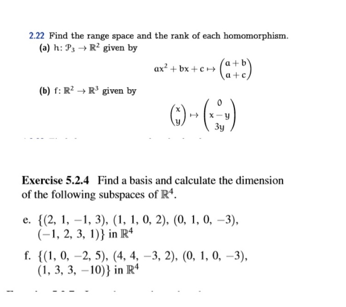 Solved 2.22 Find the range space and the rank of each | Chegg.com