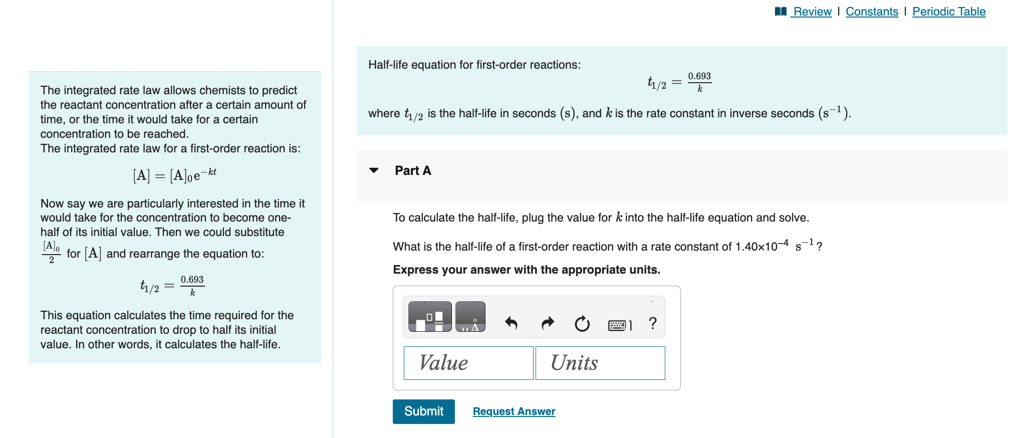 Solved b) What is the rate constant of a first-order | Chegg.com