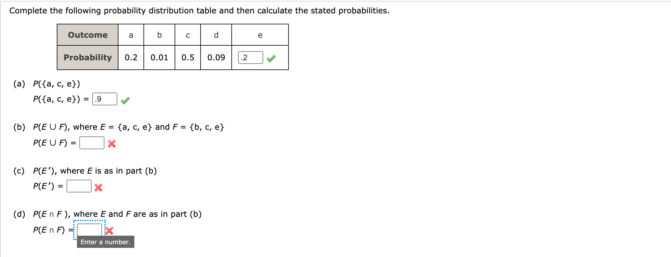 Solved Complete the following probability distribution table | Chegg.com