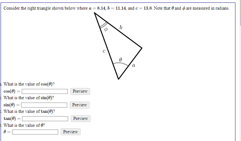 Solved Consider the right triangle shown below where | Chegg.com