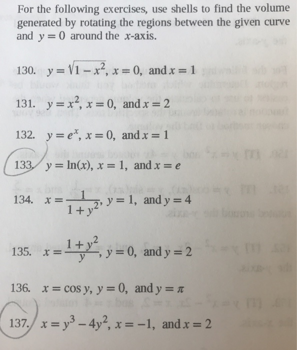 Solved For the following exercises, use shells to find the | Chegg.com