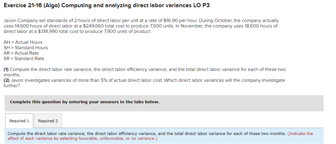 Solved Exercise 21-16 (Algo) Computing and analyzing direct | Chegg.com Solved Exercise 21-16 (Algo) Computing and analyzing direct | Chegg.com