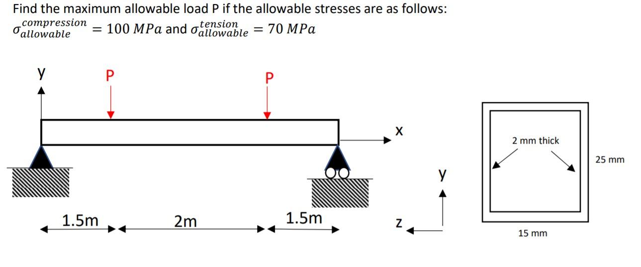 Solved Find the maximum allowable load P if the allowable | Chegg.com