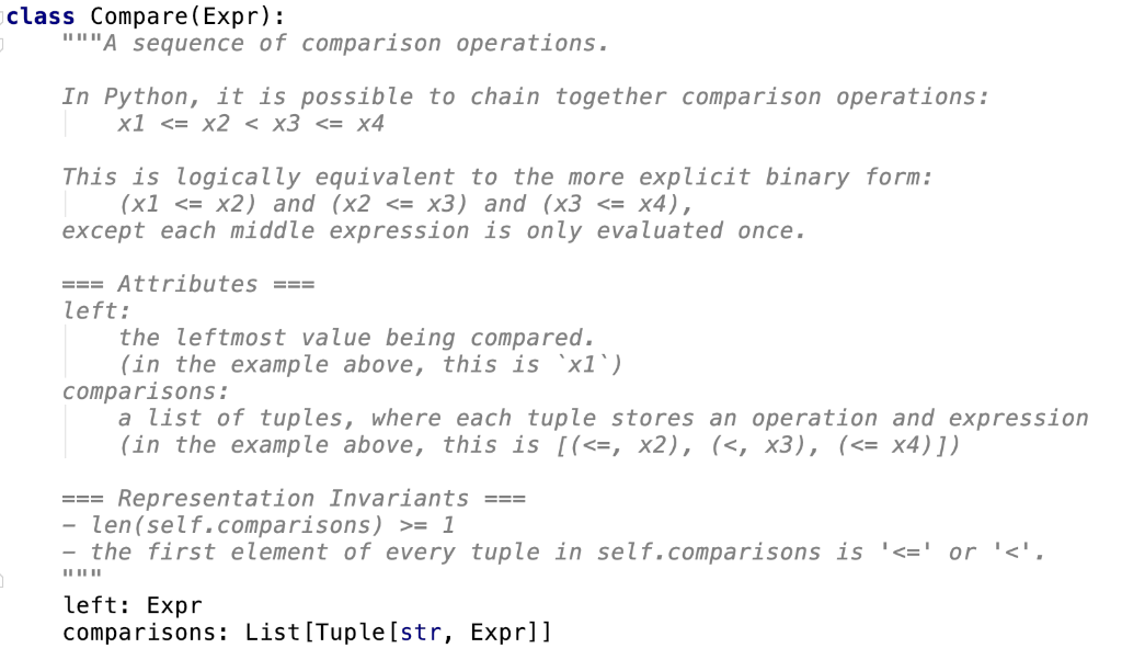 Solved def init (self , left: Expr, comparisons: | Chegg.com