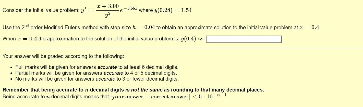 Solved Consider the initial value problem: | Chegg.com