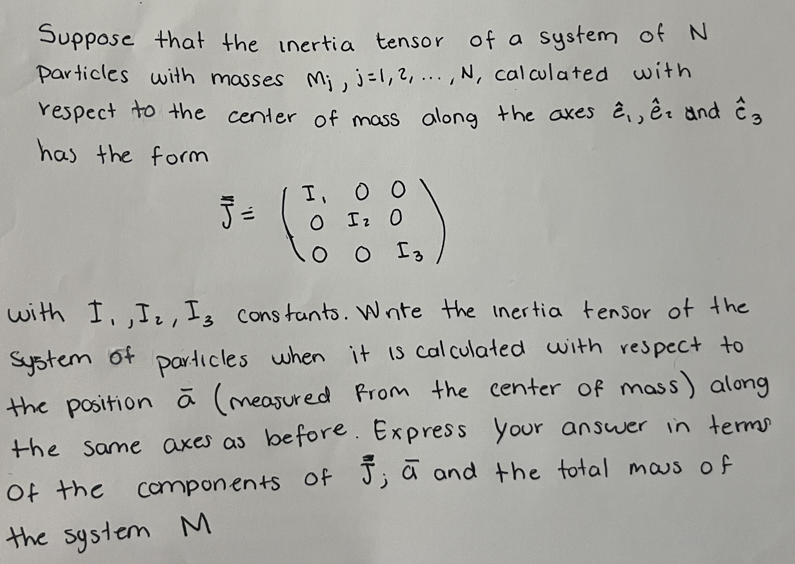 Solved Suppose that the inertia tensor of a system of N | Chegg.com