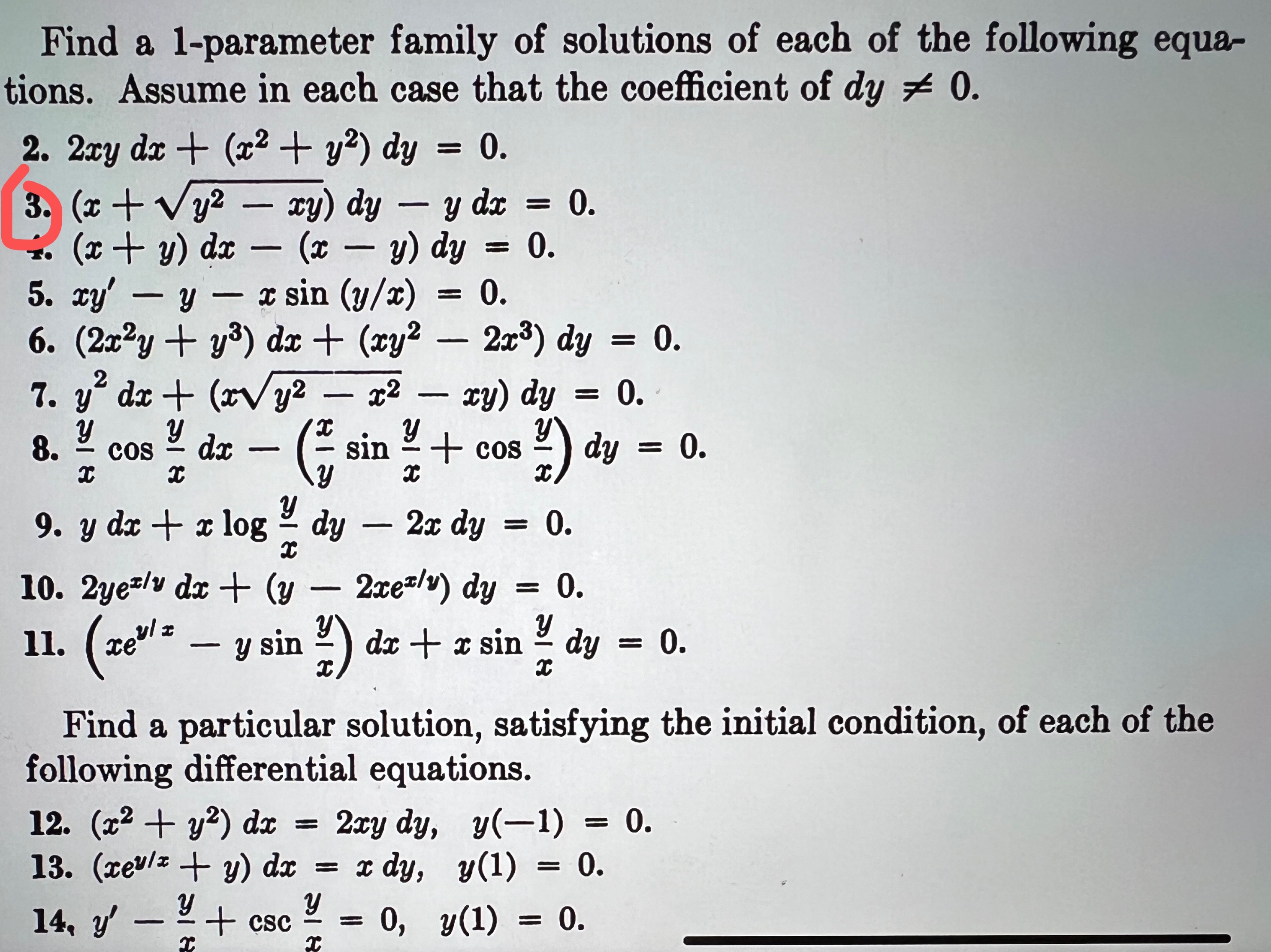 Solved Find a 1-parameter family of solutions of each of the | Chegg.com