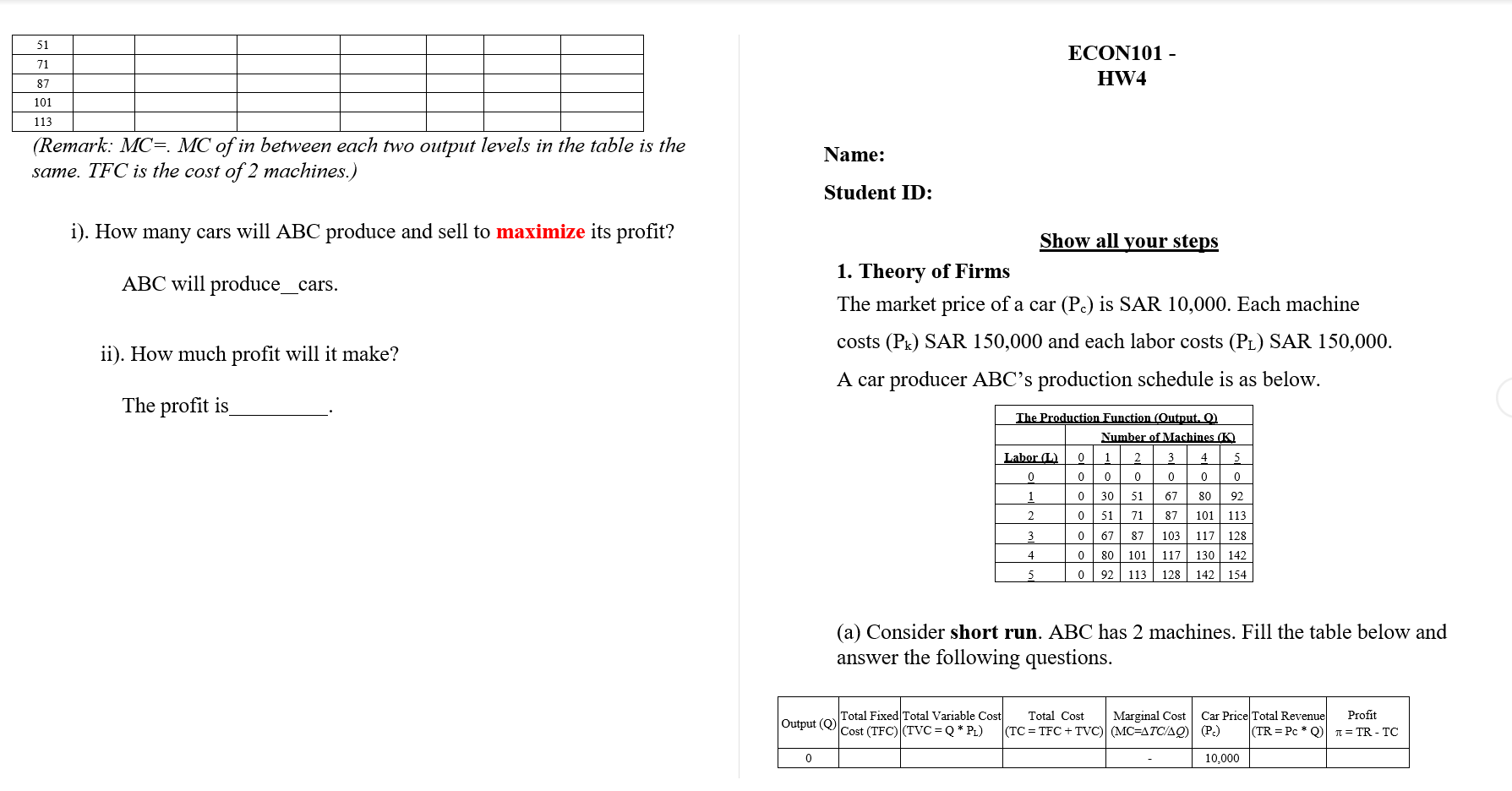 Solved 51 71 ECON101 - HW4 87 101 113 (Remark: MC=. MC of in | Chegg.com