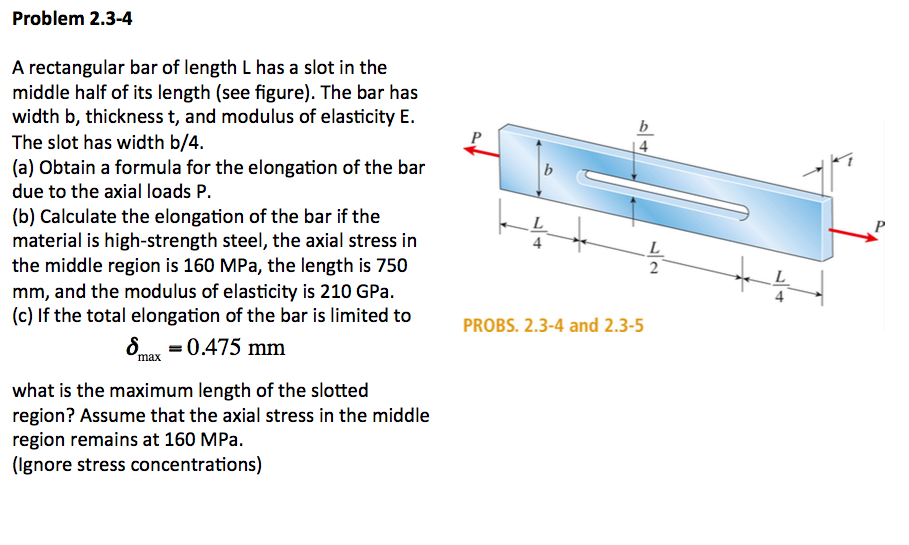 Solved Problem 2.3-4 A rectangular bar of length L has a | Chegg.com