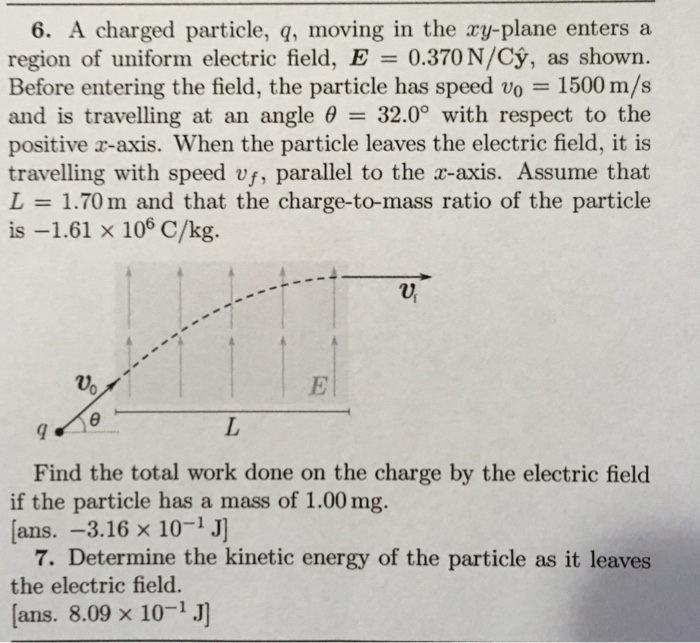 Solved 6. A charged particle, q, moving in the xy-plane | Chegg.com