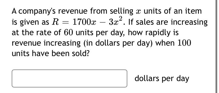Solved A company's revenue from selling x units of an item | Chegg.com