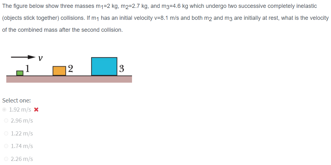 Solved The figure below show three masses m1=2 kg, m2=2.7 | Chegg.com
