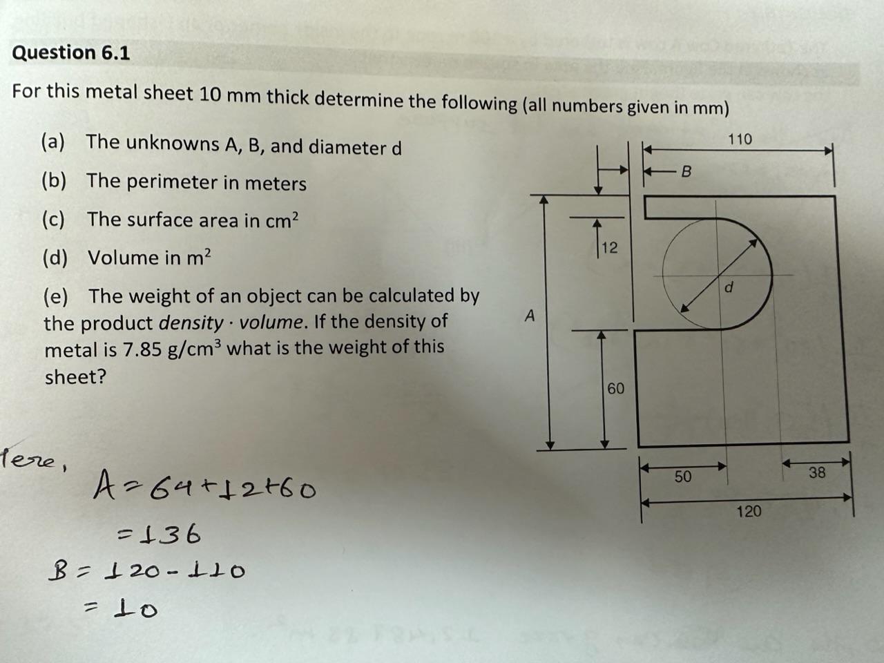 Solved For this metal sheet 10 mm thick determine the | Chegg.com
