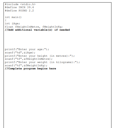 Solved Complete the following program to calculate the | Chegg.com