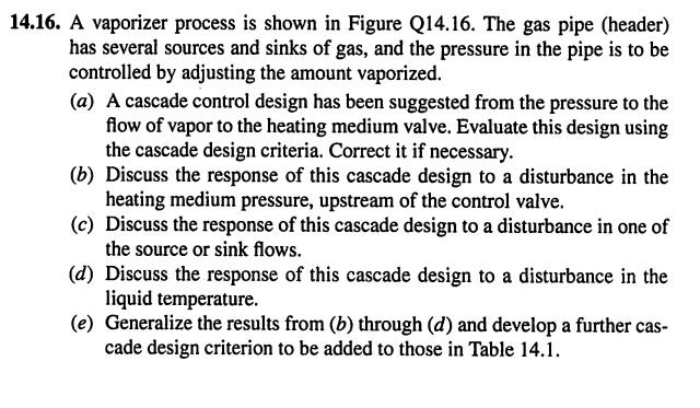 Solved 4.16. A vaporizer process is shown in Figure Q14.16. | Chegg.com