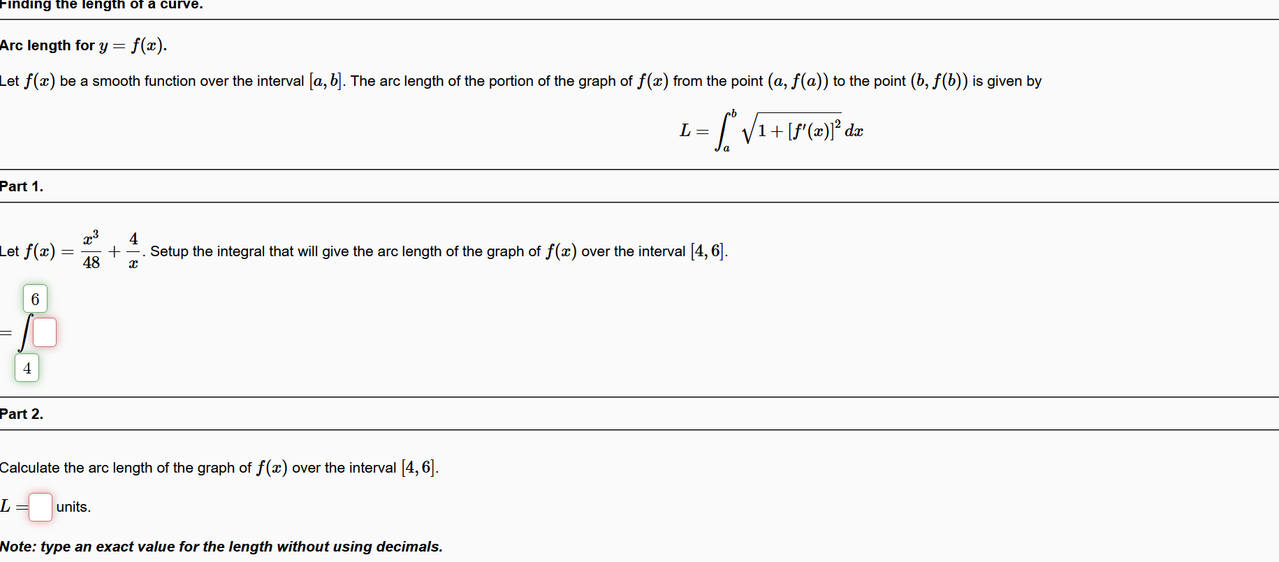 Solved Finding the length of a curve. Arc length for y= | Chegg.com