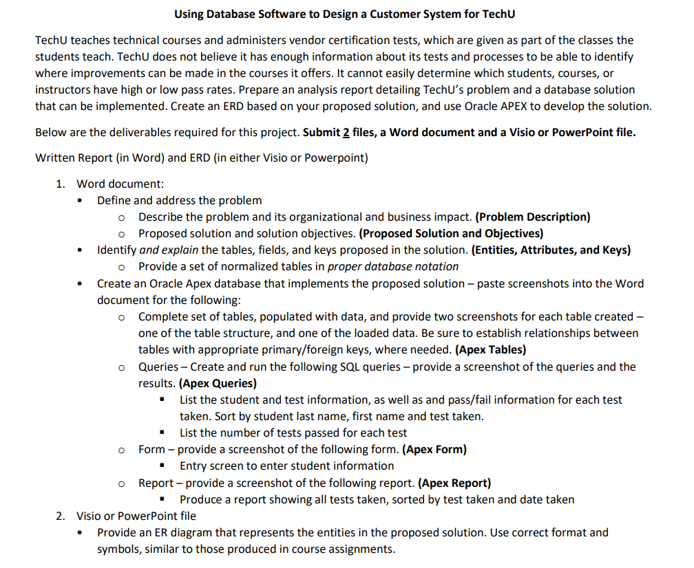Solved Using Database Software To Design A Customer System 7708