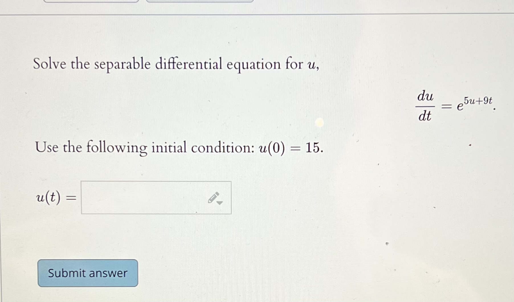 Solved Solve the separable differential equation for u, | Chegg.com