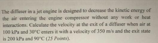 Solved The Diffuser In A Jet Engine Is Designed To Decrease 5597