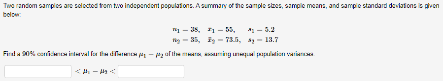 Solved Two random samples are selected from two independent | Chegg.com