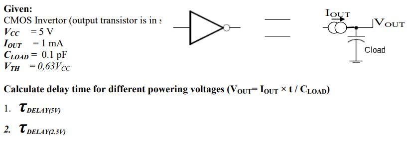 Solved LOUT VOUT Given: CMOS Invertor (output transistor is | Chegg.com