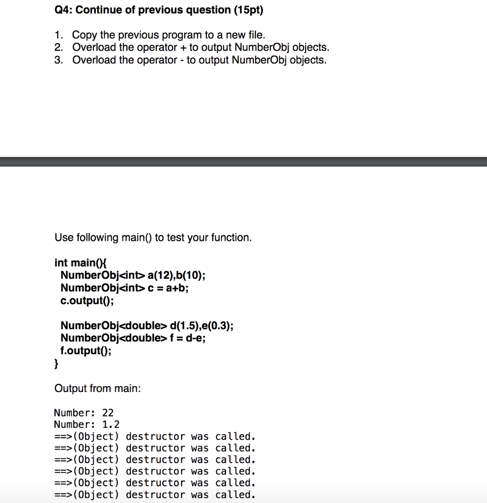 Solved Q1: Create a class named Object. (15pt) 1. Dynamic | Chegg.com