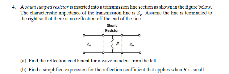 Solved A shunt lumped resistor is inserted into a | Chegg.com