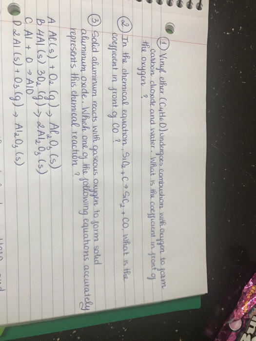 Solved D Vnut ether (Cute O)undengces canbon cloxide and | Chegg.com