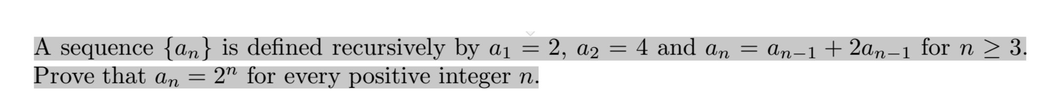 Solved - A sequence {an} is defined recursively by aj = 2, | Chegg.com