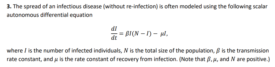 Solved 3. The spread of an infectious disease (without | Chegg.com