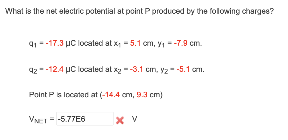 Solved What is the net electric potential at point P | Chegg.com