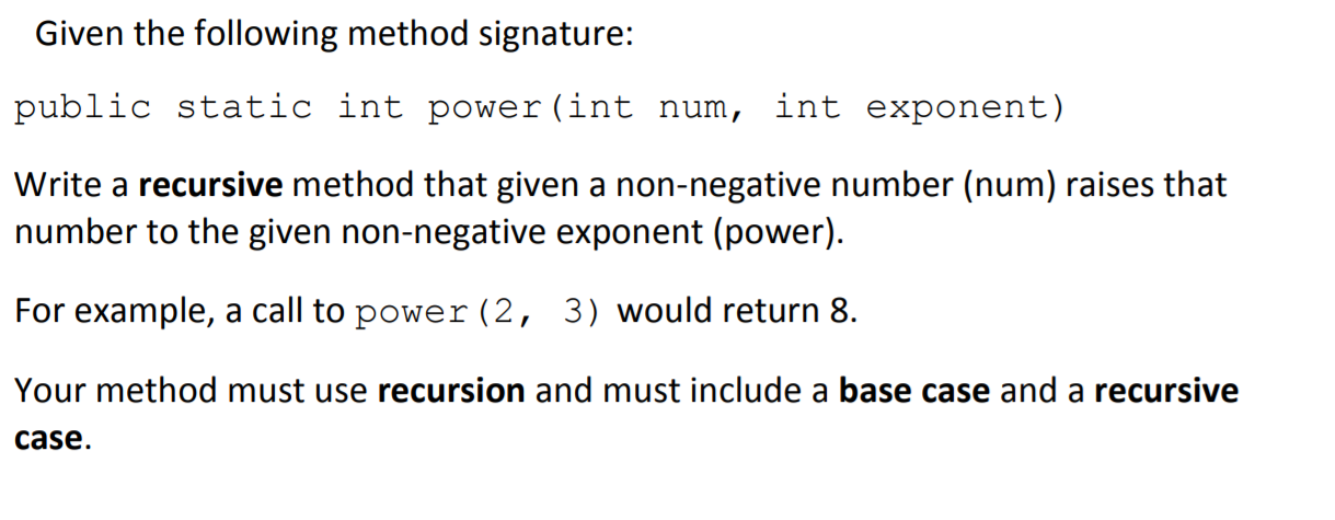Solved Given the following method signature: public static | Chegg.com
