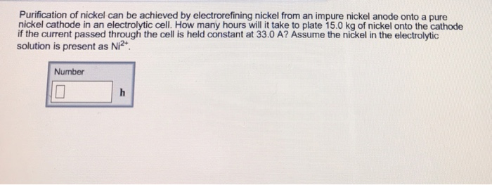 Solved Purification of nickel can be achieved by | Chegg.com