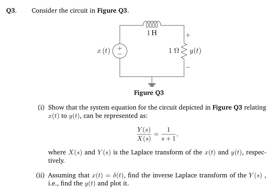 Solved Q3. Consider the circuit in Figure Q3. (i) Show that | Chegg.com