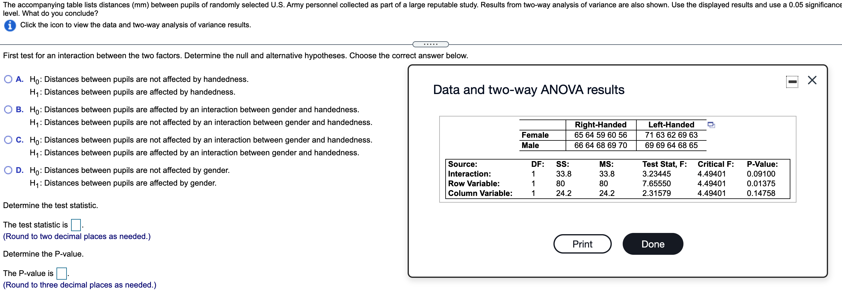 Solved The accompanying table lists distances (mm) between | Chegg.com
