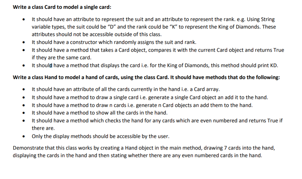 Solved Write a class Card to model a single card: • It | Chegg.com