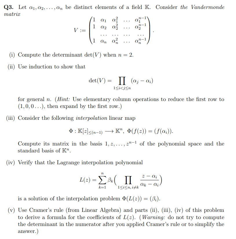 Solved Q3. Let Q1, Q2, ...,an be distinct elements of a | Chegg.com