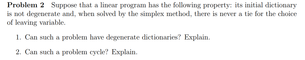 Solved Problem 2 Suppose that a linear program has the | Chegg.com