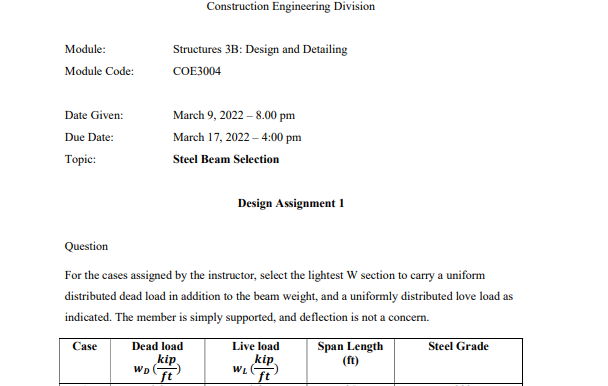 Construction Engineering Division Module: Structures | Chegg.com